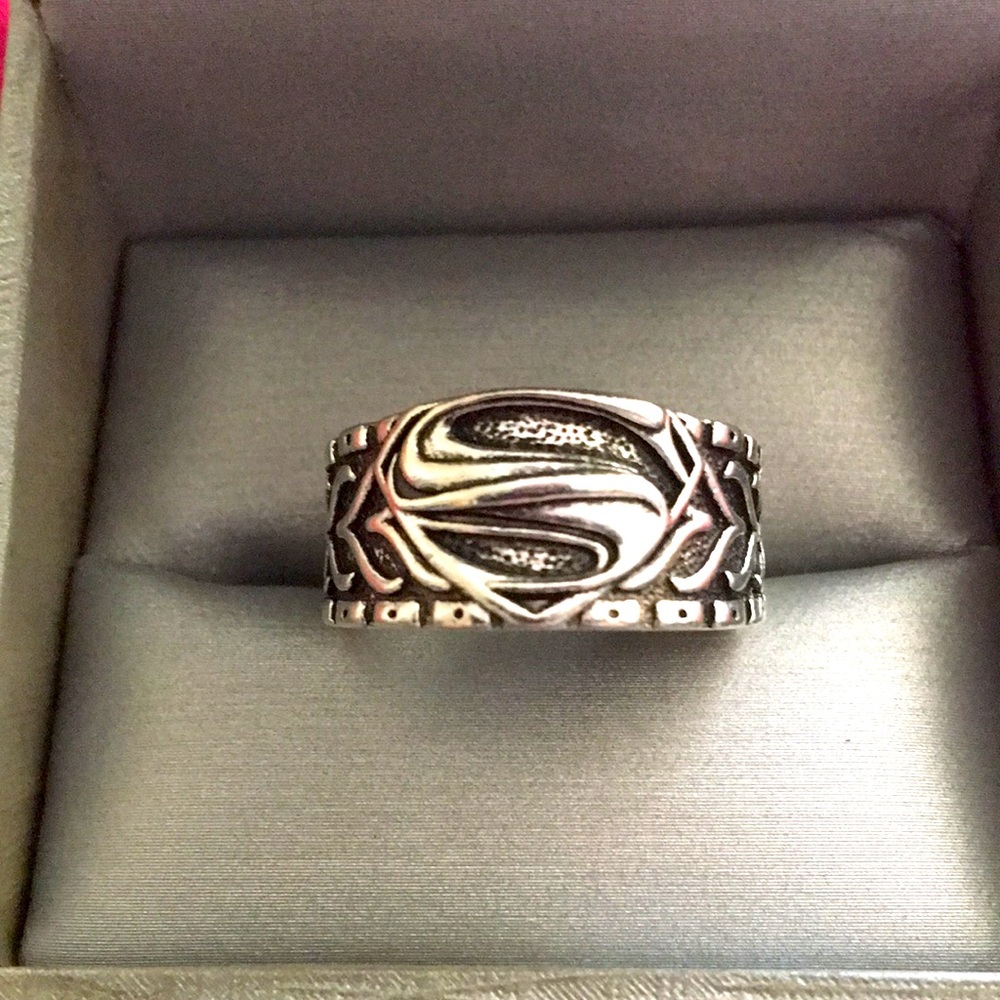 Superman S Logo Silver Men’s Ring - Gem